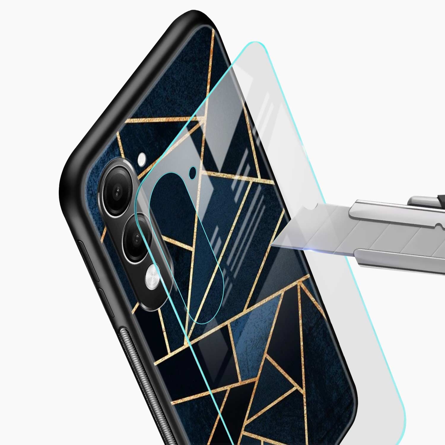 Buy Diagonal Marble Golden Cut Vivo Y19s 5G Back Cover at Rs.299 Only